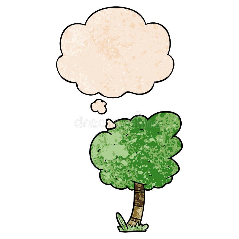 A Creative Cartoon Tree and Thought Bubble in Grunge Texture Pattern ...