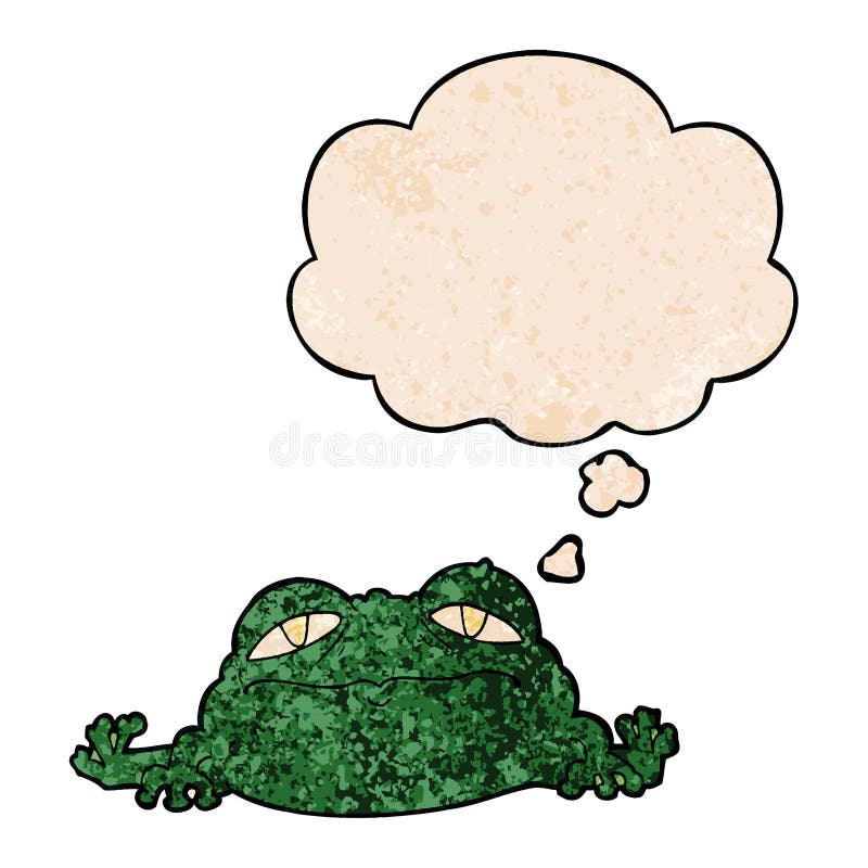 A Creative Cartoon Ugly Frog and Thought Bubble in Grunge Texture ...