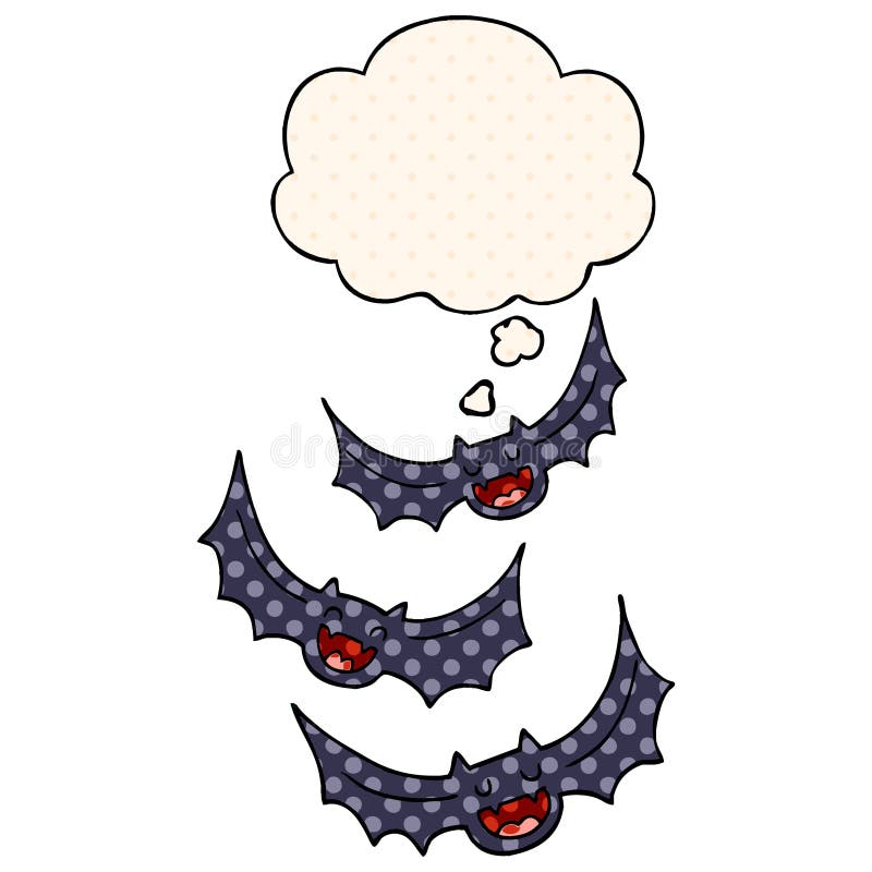 A Creative Cartoon Vampire Bats and Thought Bubble in Comic Book Style ...