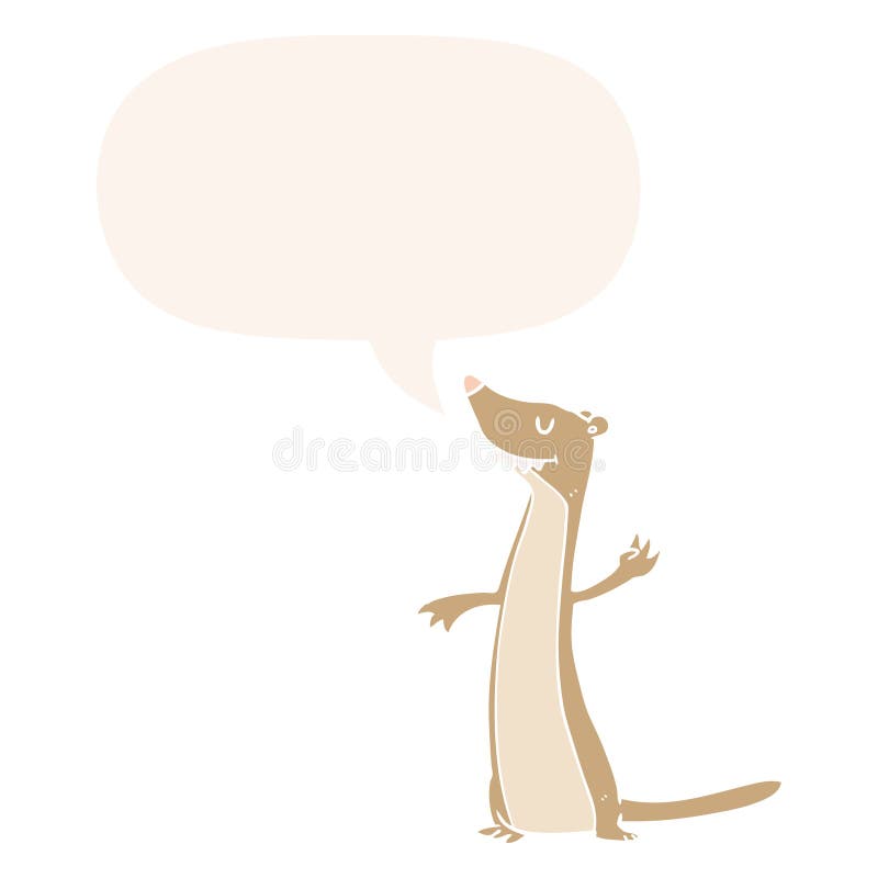 A Creative Cartoon Weasel and Speech Bubble in Retro Style Stock Vector ...