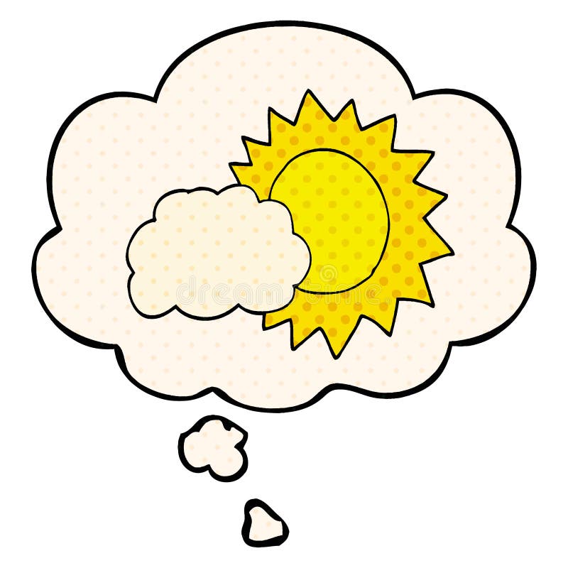 A Creative Cartoon Weather and Thought Bubble in Comic Book Style Stock ...