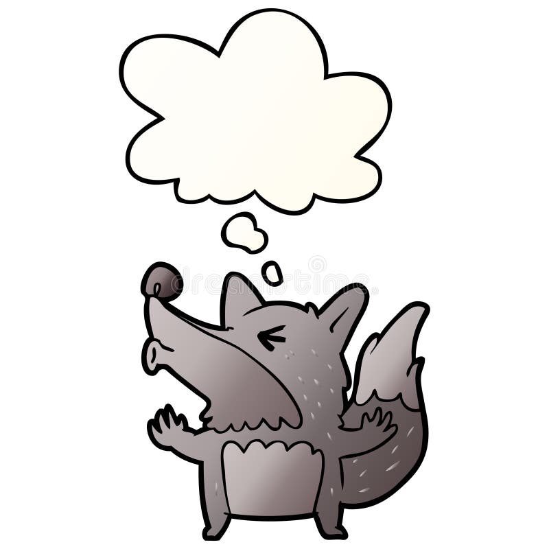 A Creative Cartoon Werewolf Howling and Thought Bubble in Smooth ...