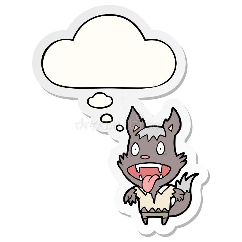 A Creative Cartoon Werewolf and Thought Bubble As a Printed Sticker ...