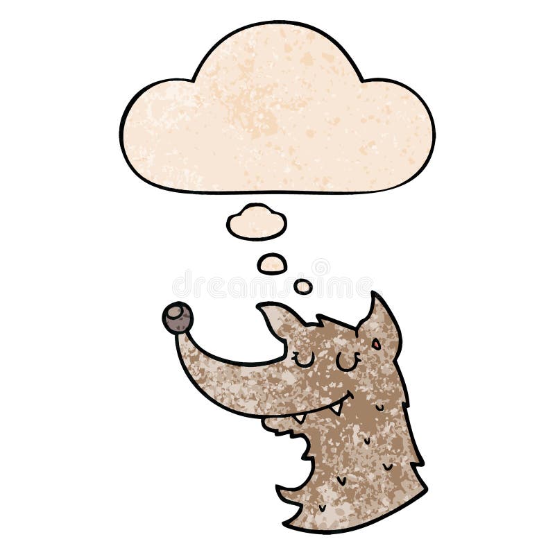 A Creative Cartoon Wolf and Thought Bubble in Grunge Texture Pattern ...