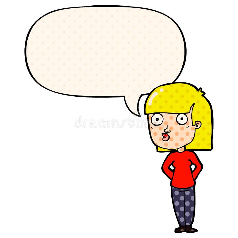 A Creative Cartoon Woman Staring and Speech Bubble in Comic Book Style ...