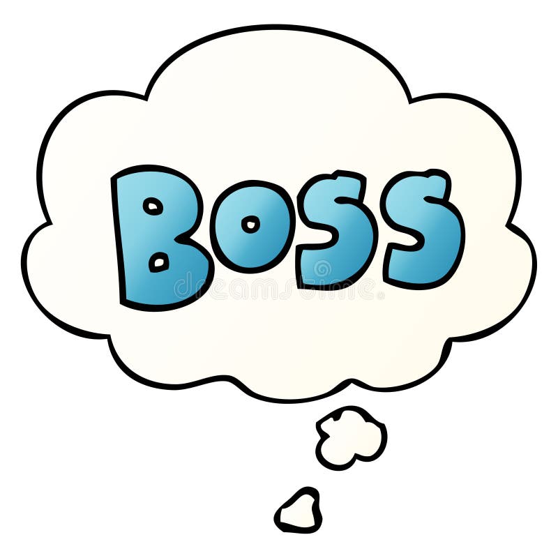 A Creative Cartoon Word Boss and Thought Bubble in Smooth Gradient ...