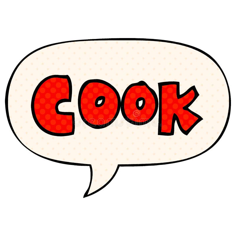 A Creative Cartoon Word Cook and Speech Bubble in Comic Book Style ...