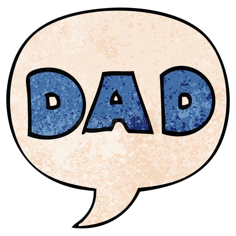 A Creative Cartoon Word Dad and Speech Bubble in Retro Texture Style ...