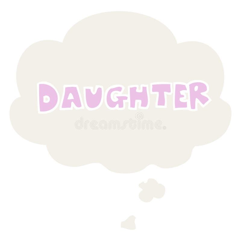 A Creative Cartoon Word Daughter and Thought Bubble in Retro Style ...