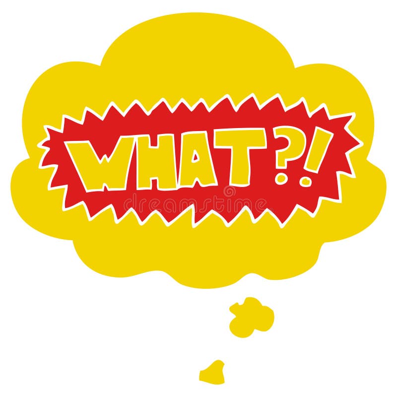 A Creative Cartoon Word What?! and Thought Bubble in Retro Style Stock ...