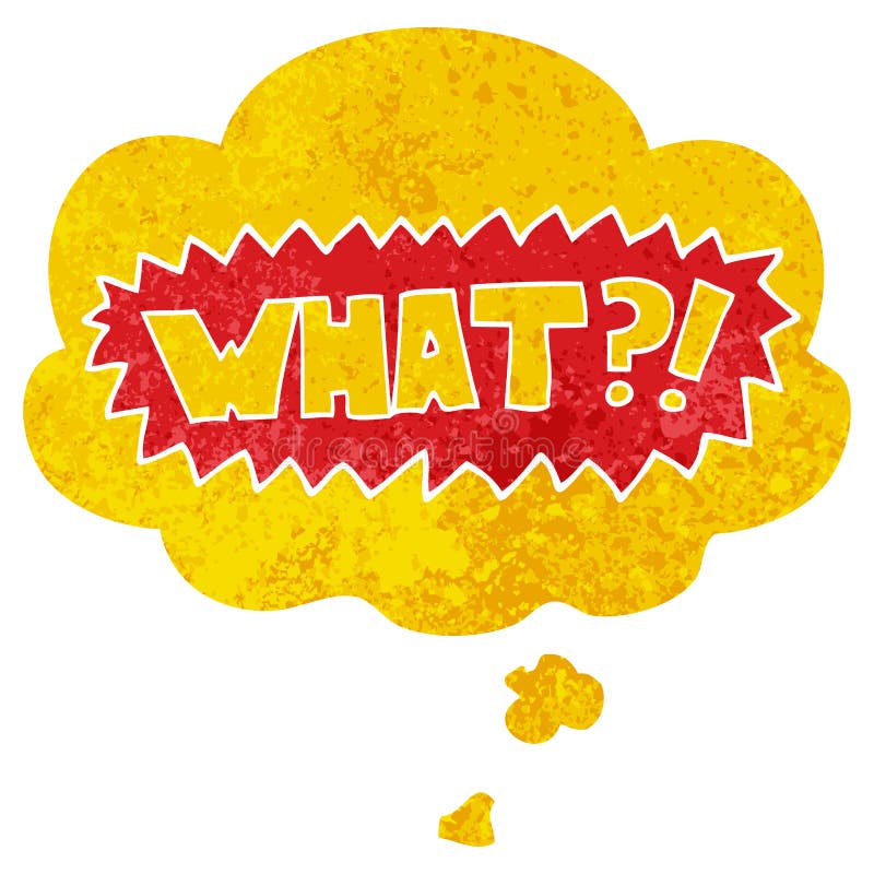 A Creative Cartoon Word What?! and Thought Bubble in Retro Textured ...