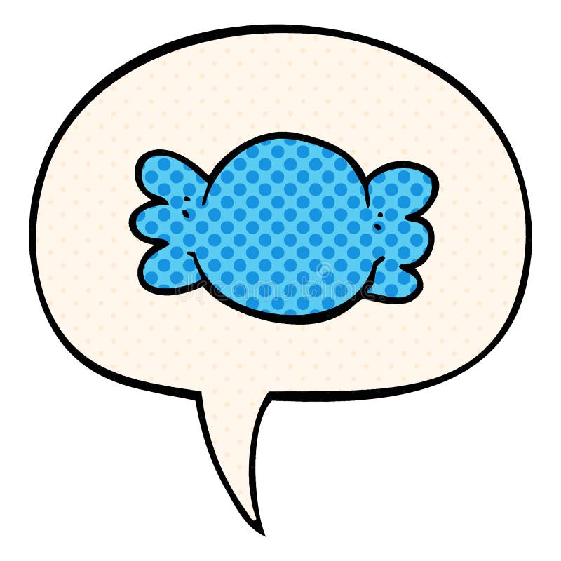 A Creative Cartoon Wrapped Candy and Speech Bubble in Comic Book Style ...