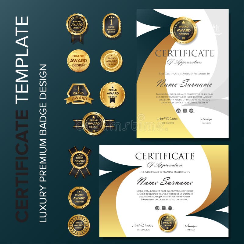Creative Certificate Design with Badge Vector Illustration Stock Vector ...