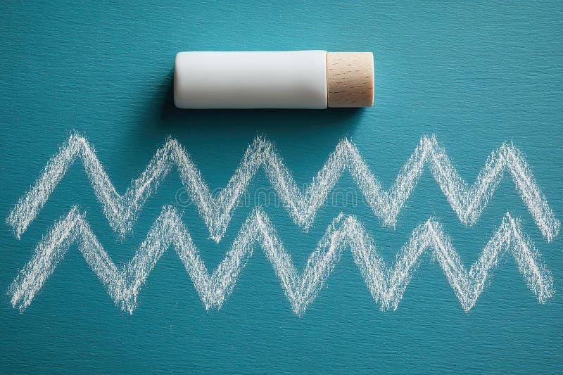 Creative Chalk Design on a Blue Surface with a White Chalk Stick and ...