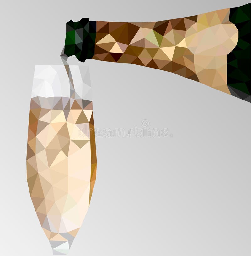 Creative Champagne Bottle in Abstract Low Poly Design Style for Party ...