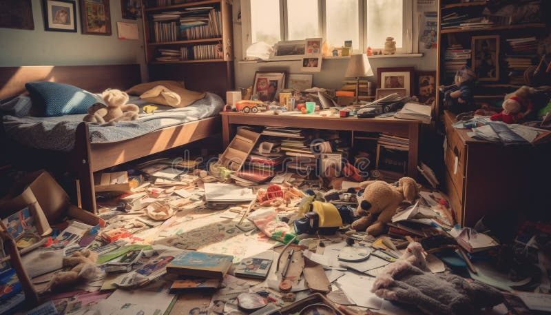 Creative Chaos in a Messy Bedroom a Modern Childhood Imagination ...