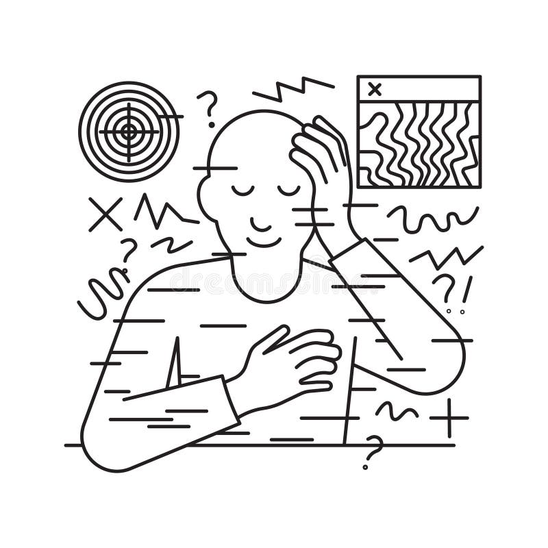 Line Art of a Person in Creative Chaos with Question Marks Stock Vector ...