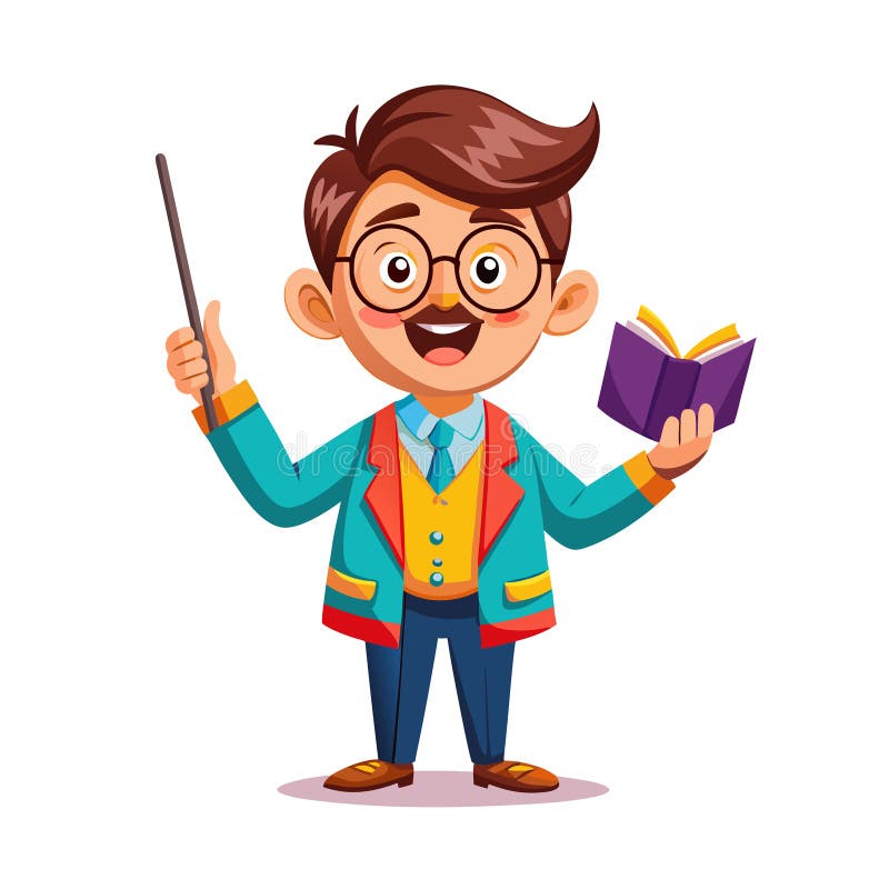 Creative Cartoon Teacher Character Stock Vector - Illustration of ...