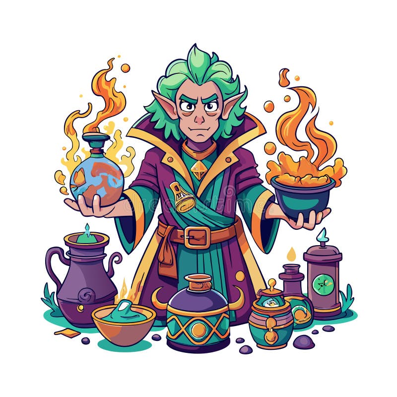 Creative Potion Master Character Design Stock Vector - Illustration of style, unique: 353449159