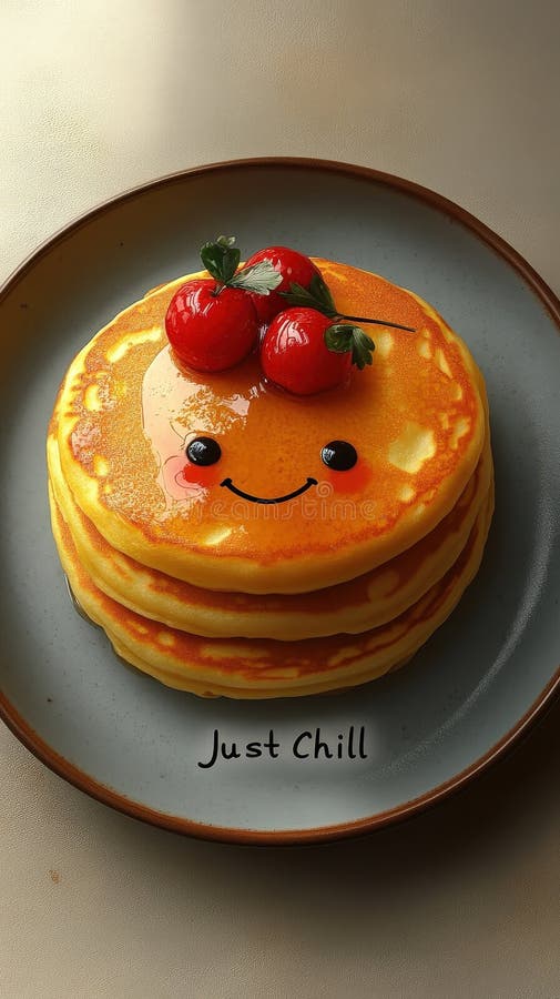 Playful Pancake with Smiling Face and Berries Stock Photo - Image of ...