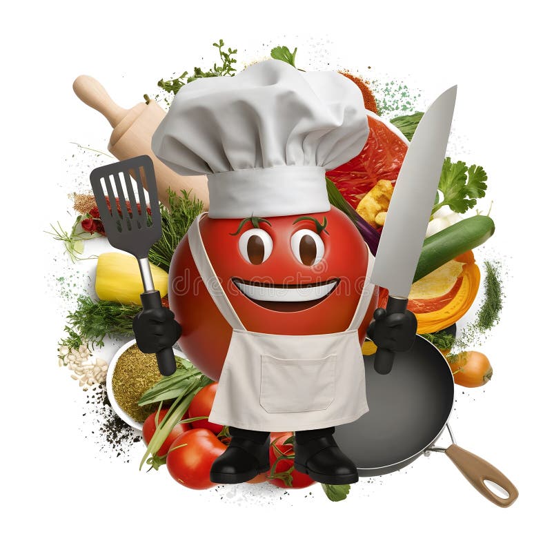 Creative Chef Tomato Emoji Design Stock Illustration - Illustration of ...