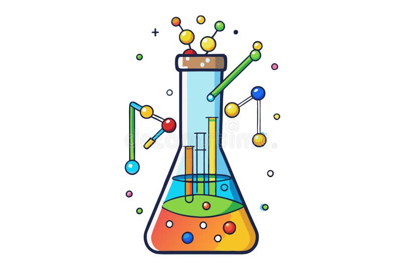 Creative Chemistry Lab Design Featuring a Glass Beaker, Colorful ...