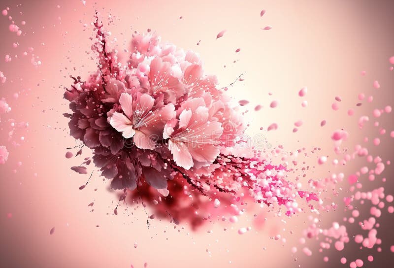 Creative Cherry Blossom Petal Explosion. Spring Background Stock ...
