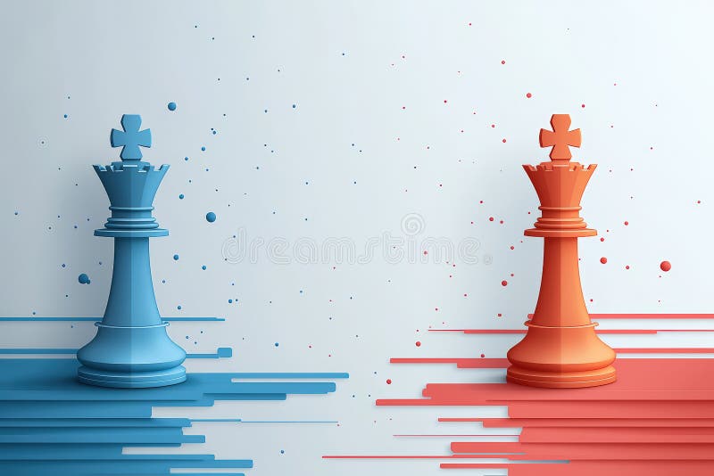 Creative Chess Kings Blue and Red Pieces Representing Strategy ...