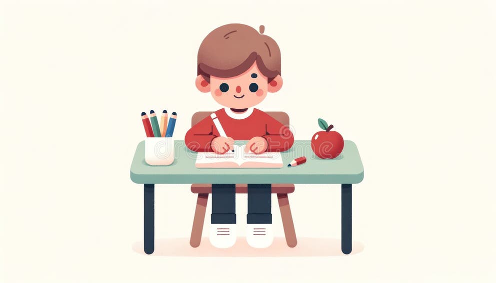 Creative Child Writing in Minimalistic Style AI Generated Stock ...