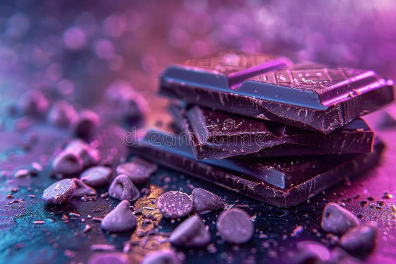 Creative Chocolate Bars. Neon Background Stock Illustration ...