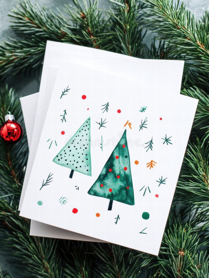 Creative Christmas Cards Featuring Festive Tree Designs and Colorful ...