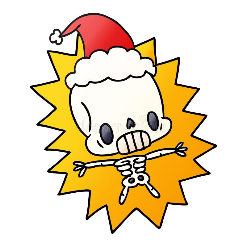 A Creative Christmas Gradient Cartoon of Kawaii Skeleton Stock Vector ...