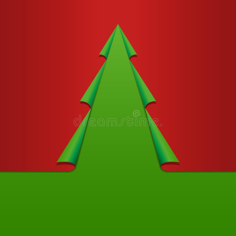 Creative Christmas Tree Card Template. Curled Corners Paper Stock ...