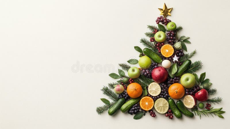 Creative Christmas Tree Design Made from Fruits and Vegetables with ...
