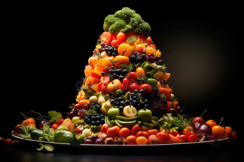 Creative Christmas Tree Made of Fruits and Vegetables Stock ...