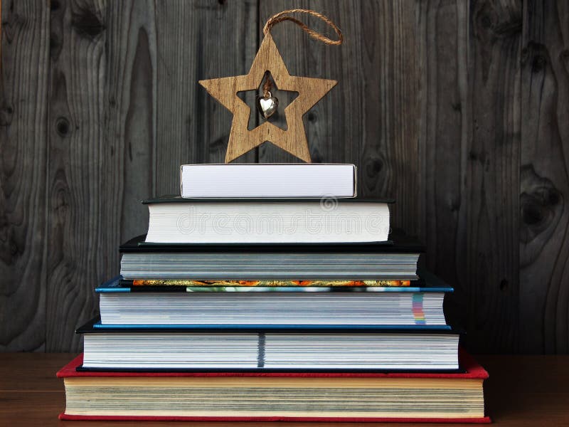Creative Christmas Tree from a Pile of Books Stock Image - Image of ...