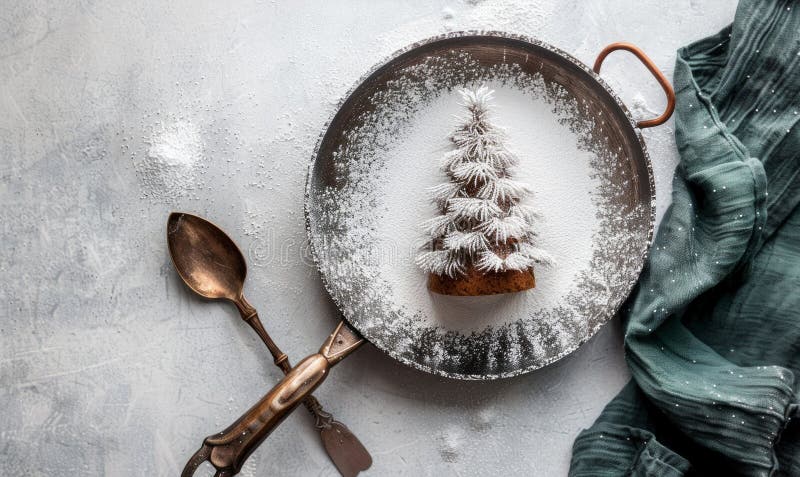 Creative Christmas Tree-Shaped Cake Dusting with Powdered Sugar, Unique ...