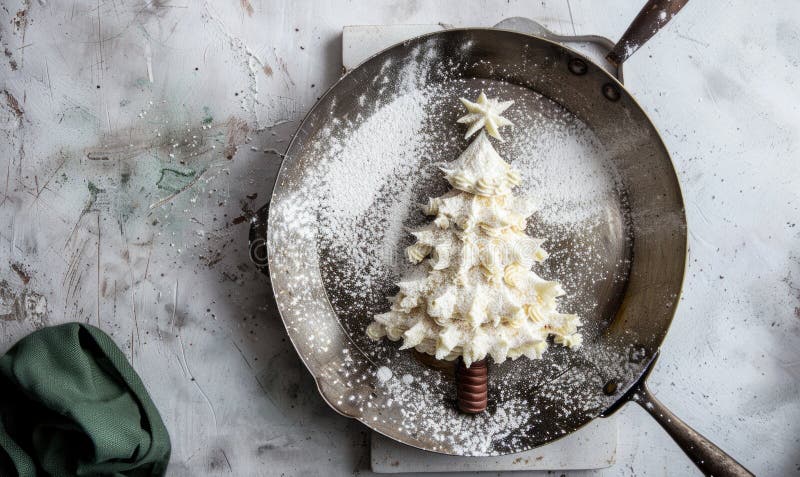 Creative Christmas Tree-Shaped Cake Dusting with Powdered Sugar, Unique ...