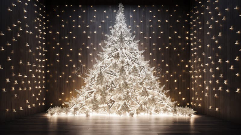 Creative Christmas Tree White Lights Stock Illustration - Illustration ...