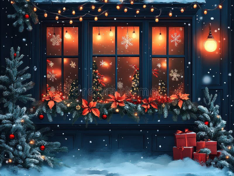 Creative Christmas Window Display Illustrations Featuring Festive ...