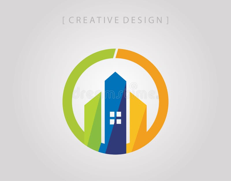 Creative Circle House Logo Icon Design Template Element Stock Vector ...