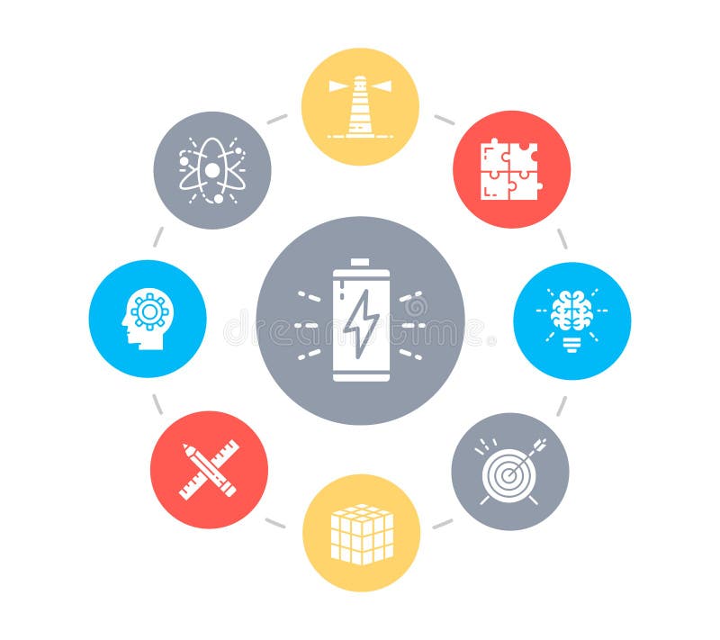 Creative Circle Illustration with Icons. Innovation, Startup, Artwork ...