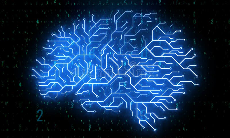 Creative Circuit Brain Wallpaper Stock Illustration - Illustration of ...