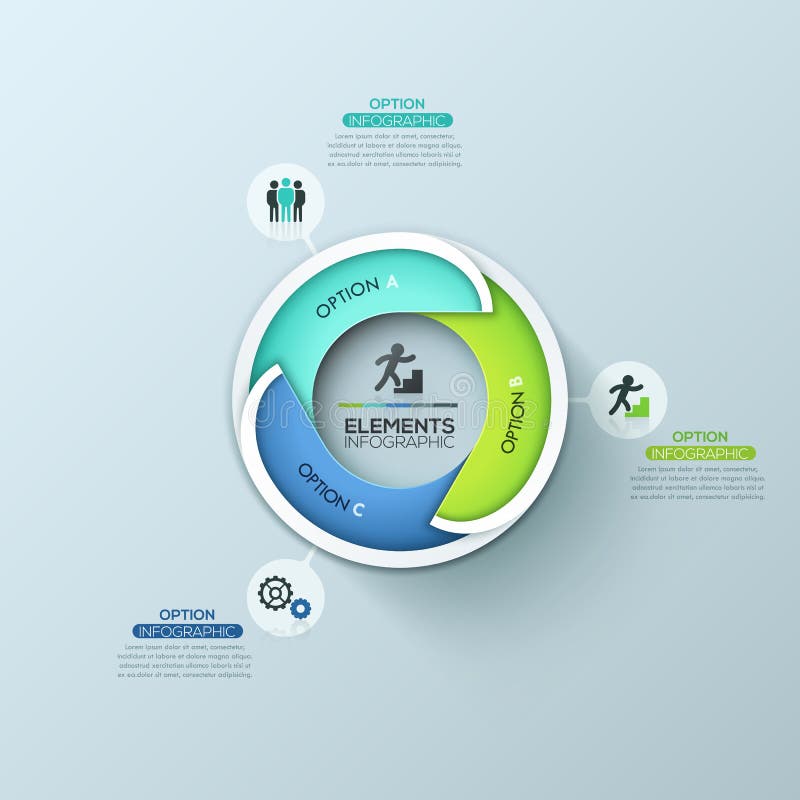 Creative Circular Infographic Design Template with 3 Lettered ...