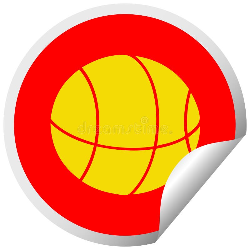 A Creative Circular Peeling Sticker Cartoon Basket Ball Stock Vector ...