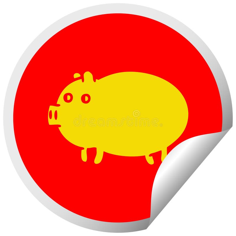 A Creative Circular Peeling Sticker Cartoon Fat Pig Stock Vector ...