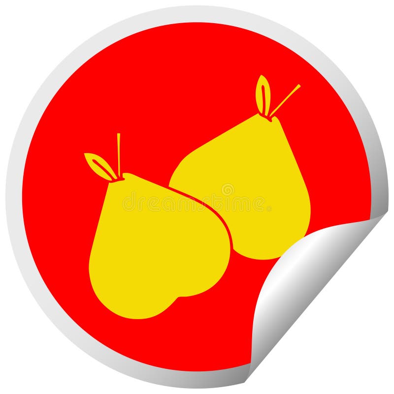 A Creative Circular Peeling Sticker Cartoon Green Pear Stock Vector ...