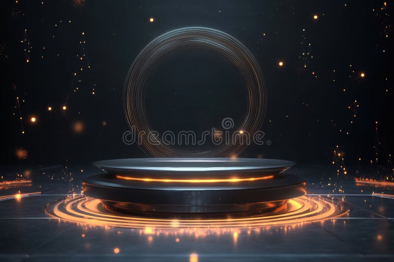 Creative Circular Stage Design with Glowing Lights and Digital Effects ...