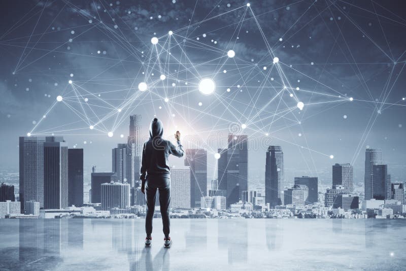 Creative City Background with Polygonal Mesh Stock Photo - Image of ...