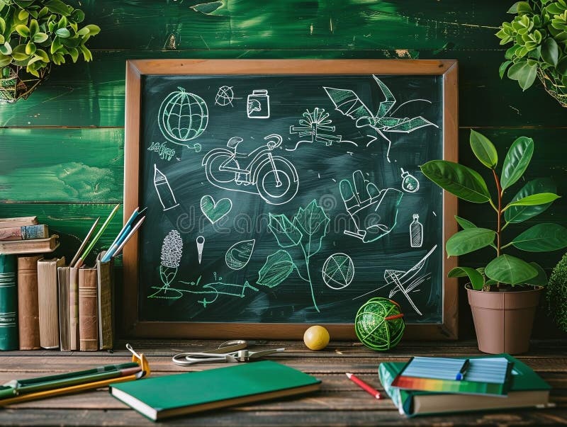 Creative Classroom Atmosphere with Chalkboard Drawings and Greenery ...
